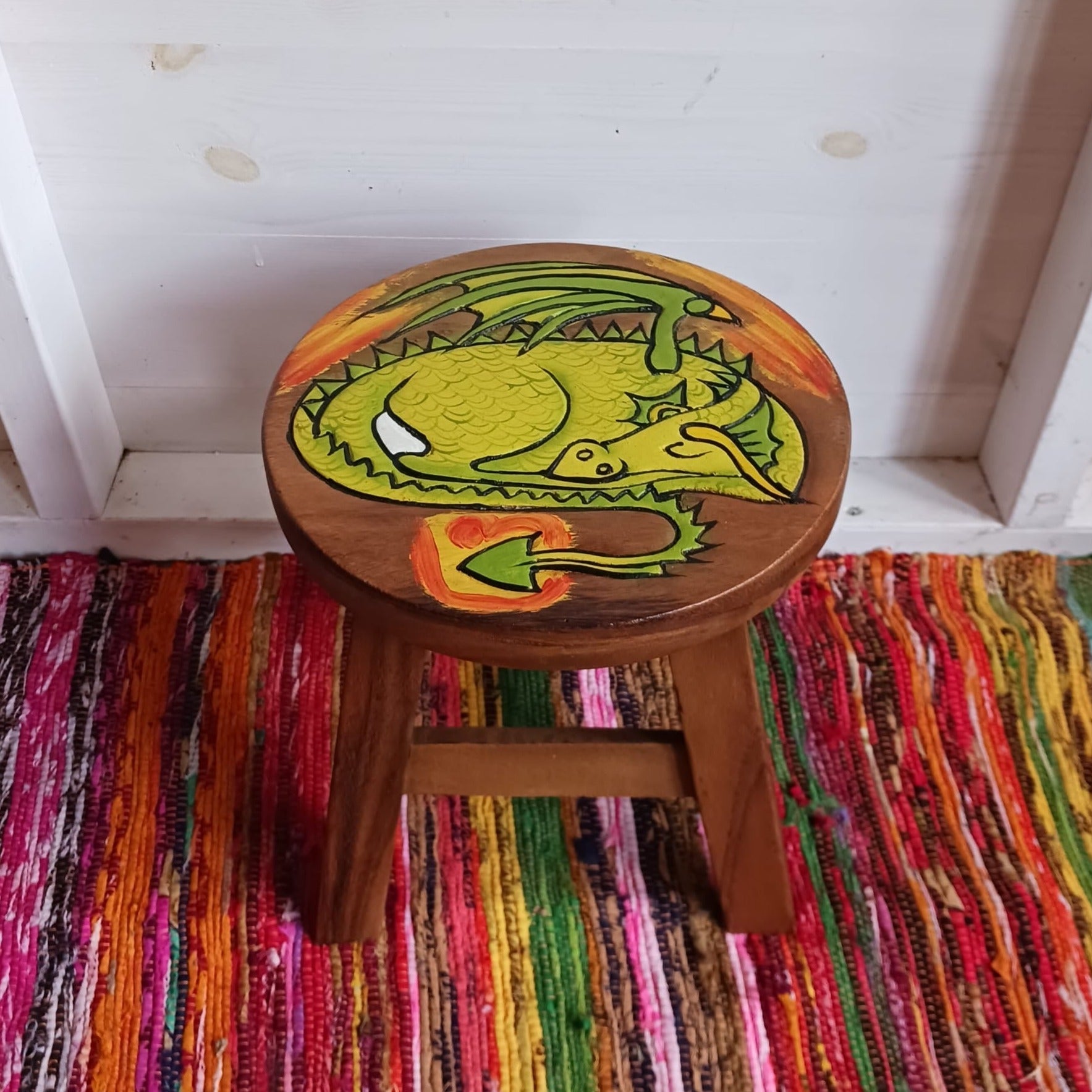 Sleeping Dragon Stool | Small stool for Nursery with dragon painting ...